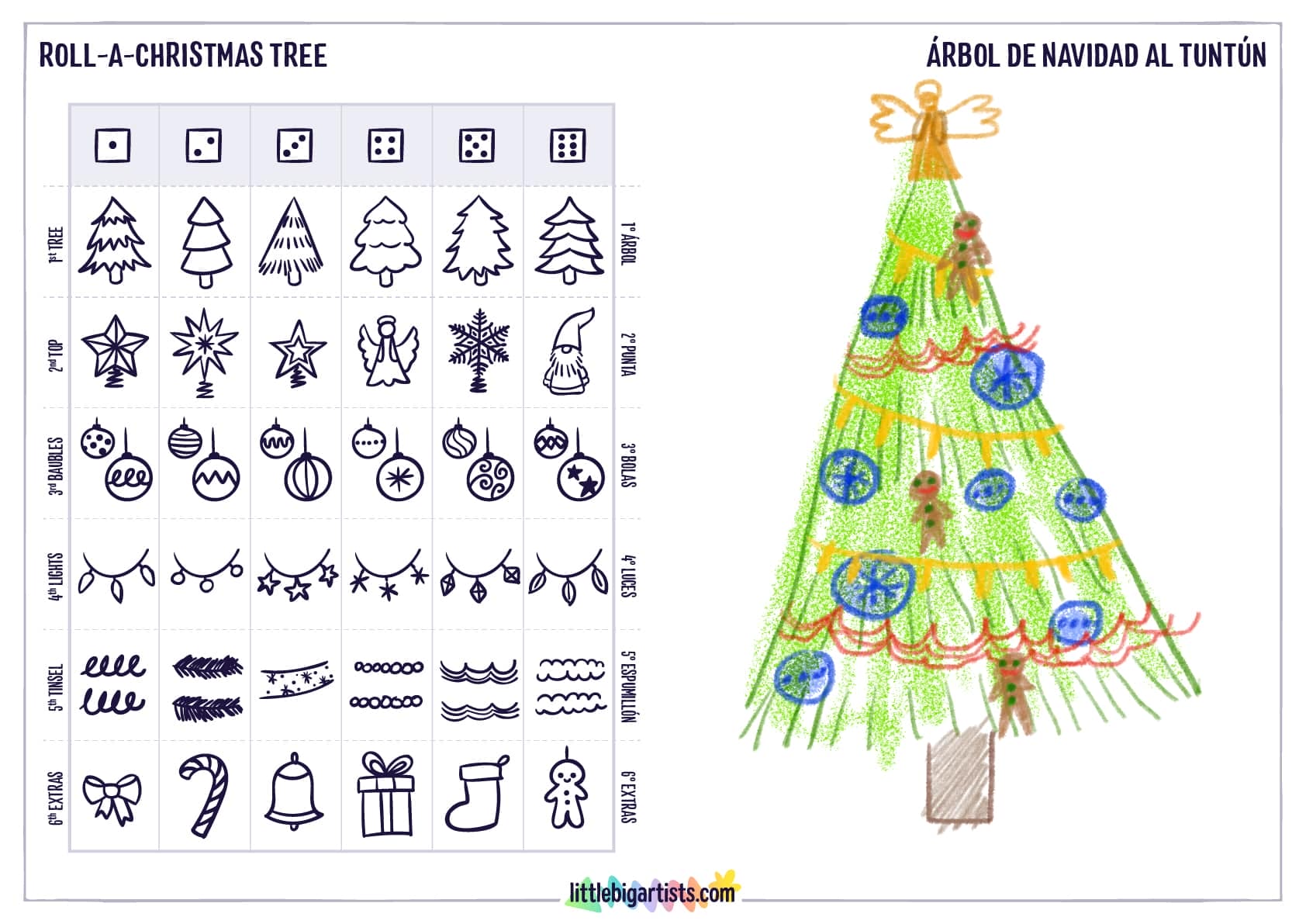 Ficha creativa de Árbol de Navidad al tuntún - Little Big Artists