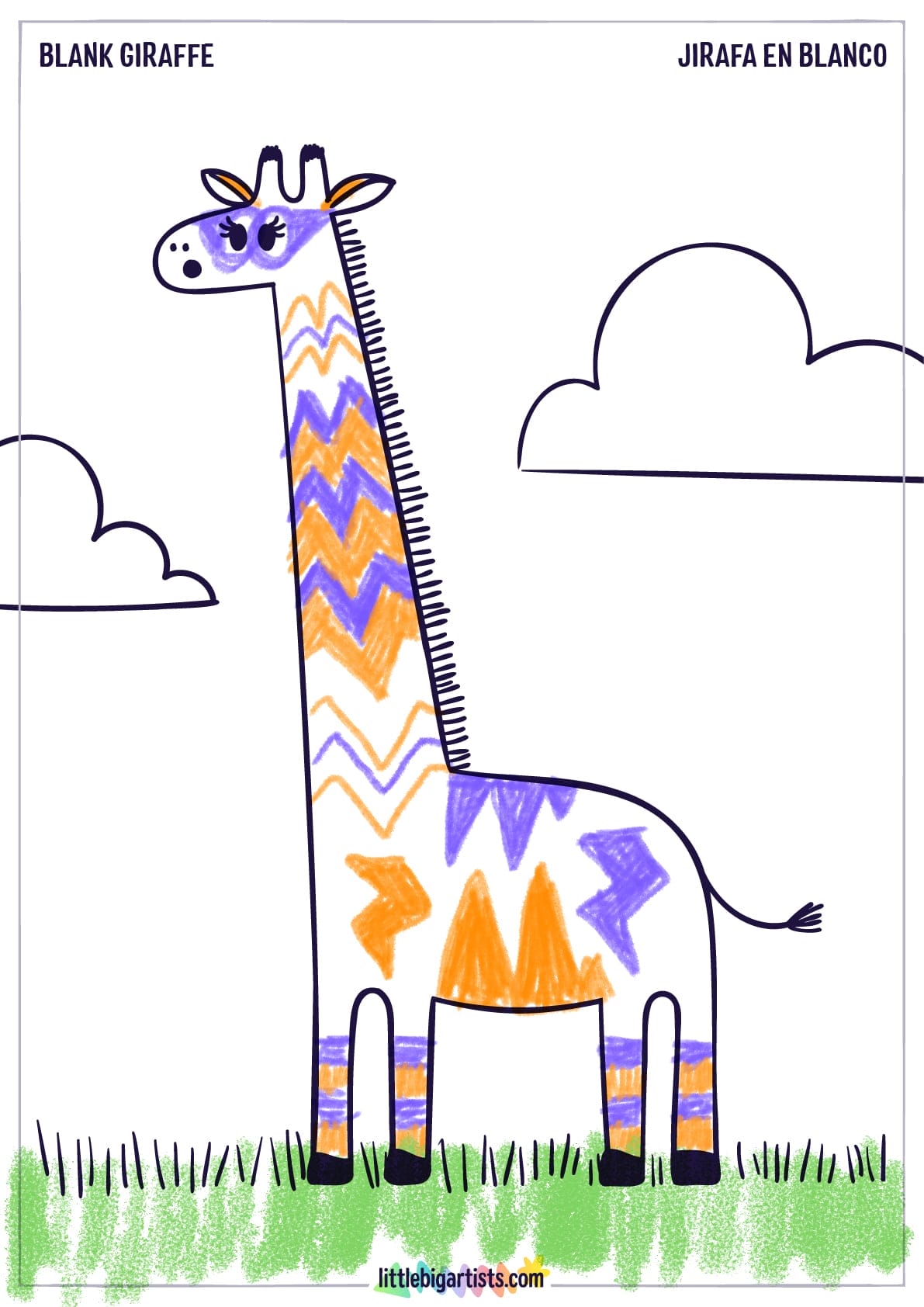 Blank Giraffe Creativity Worksheet - Little Big Artists
