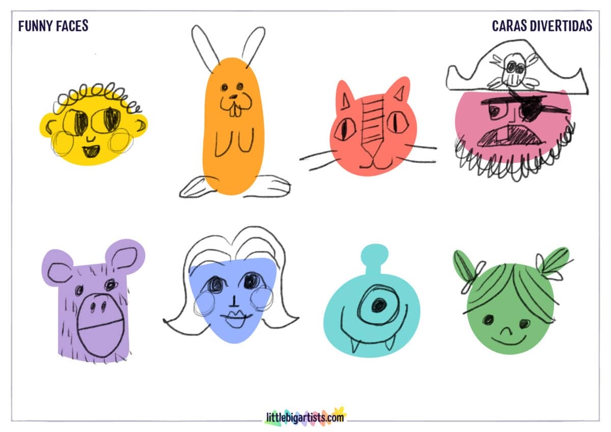 Funny faces Creativity Worksheet - Little Big Artists
