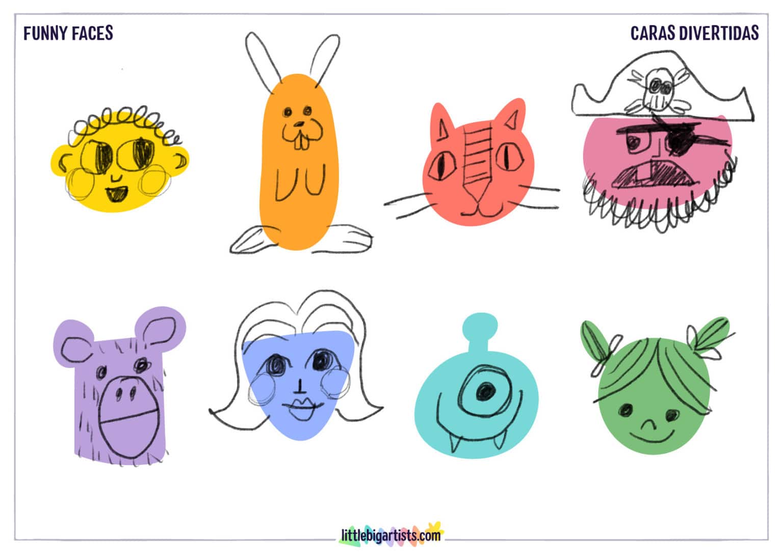 Ficha creativa de Caras divertidas - Little Big Artists