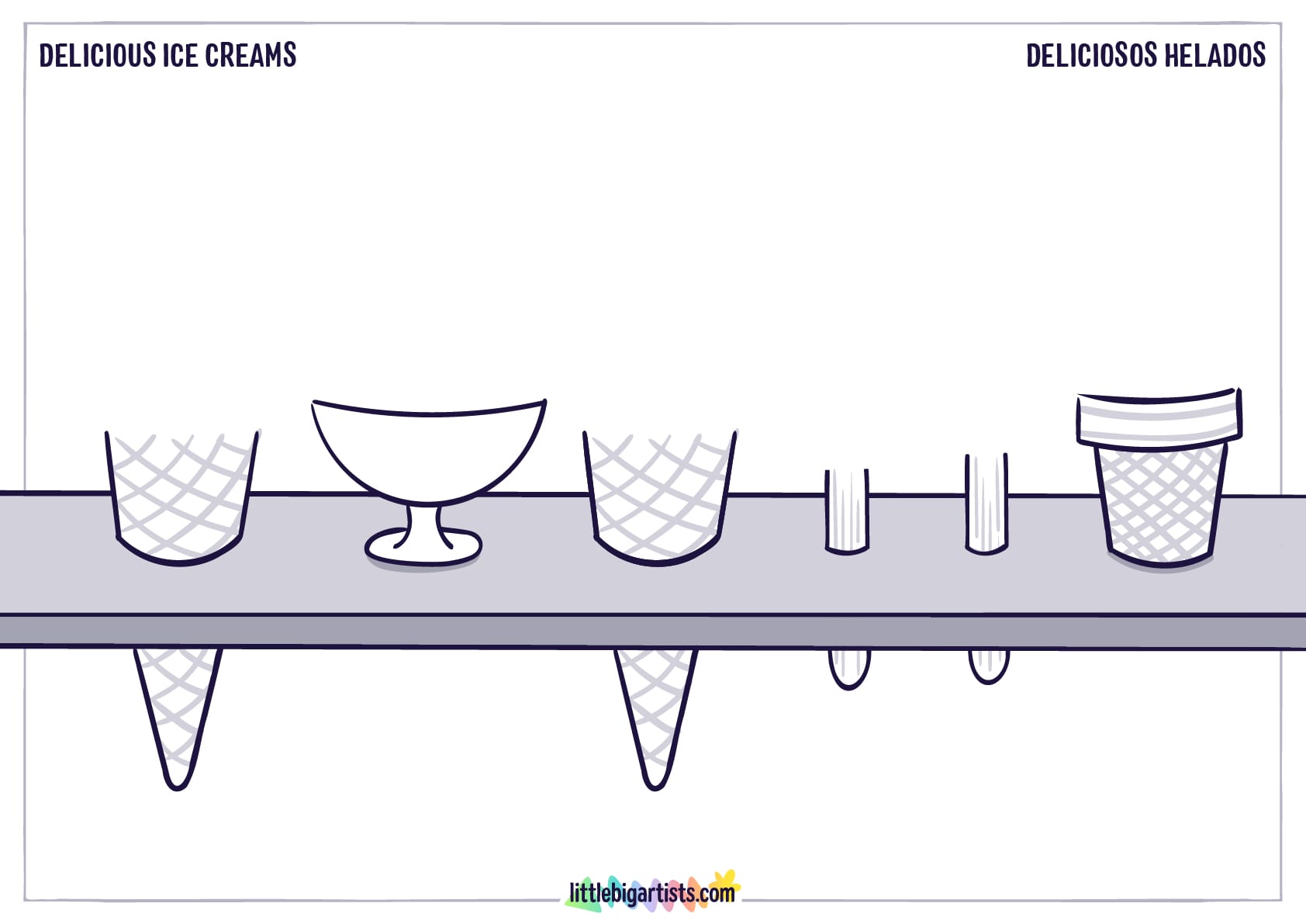 Delicious Ice Creams Printable Drawing Activity - Little Big Artists