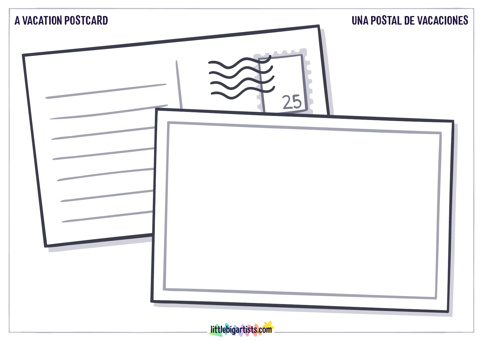Ficha creativa de Una postal de vacaciones - Little Big Artists